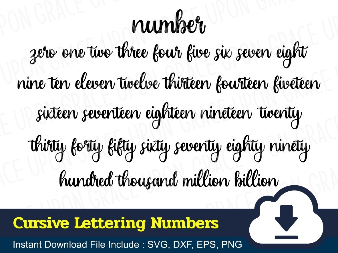 Cursive Lettering Numbers SVG Vectorency