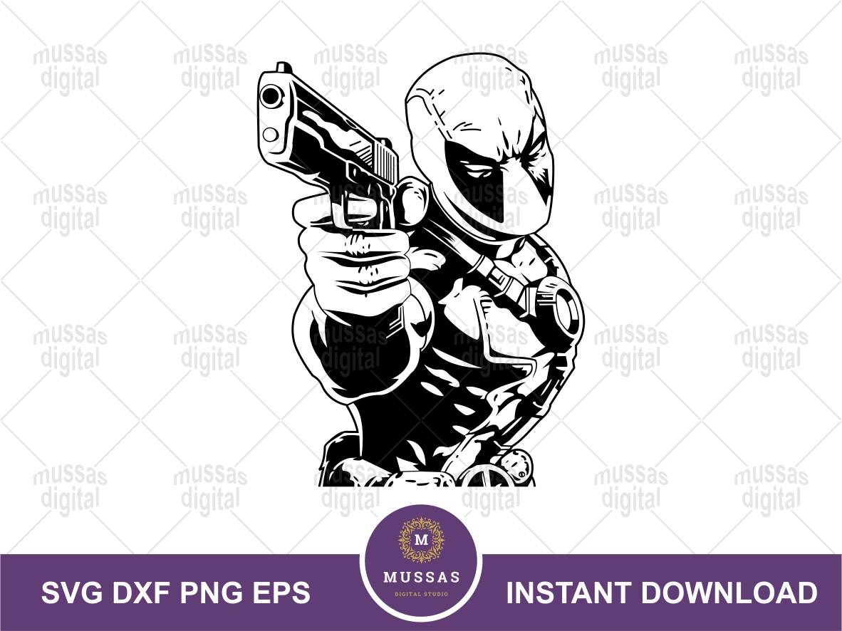 Dead Pool SVG Gun Deadpool Vector Black | Vectorency