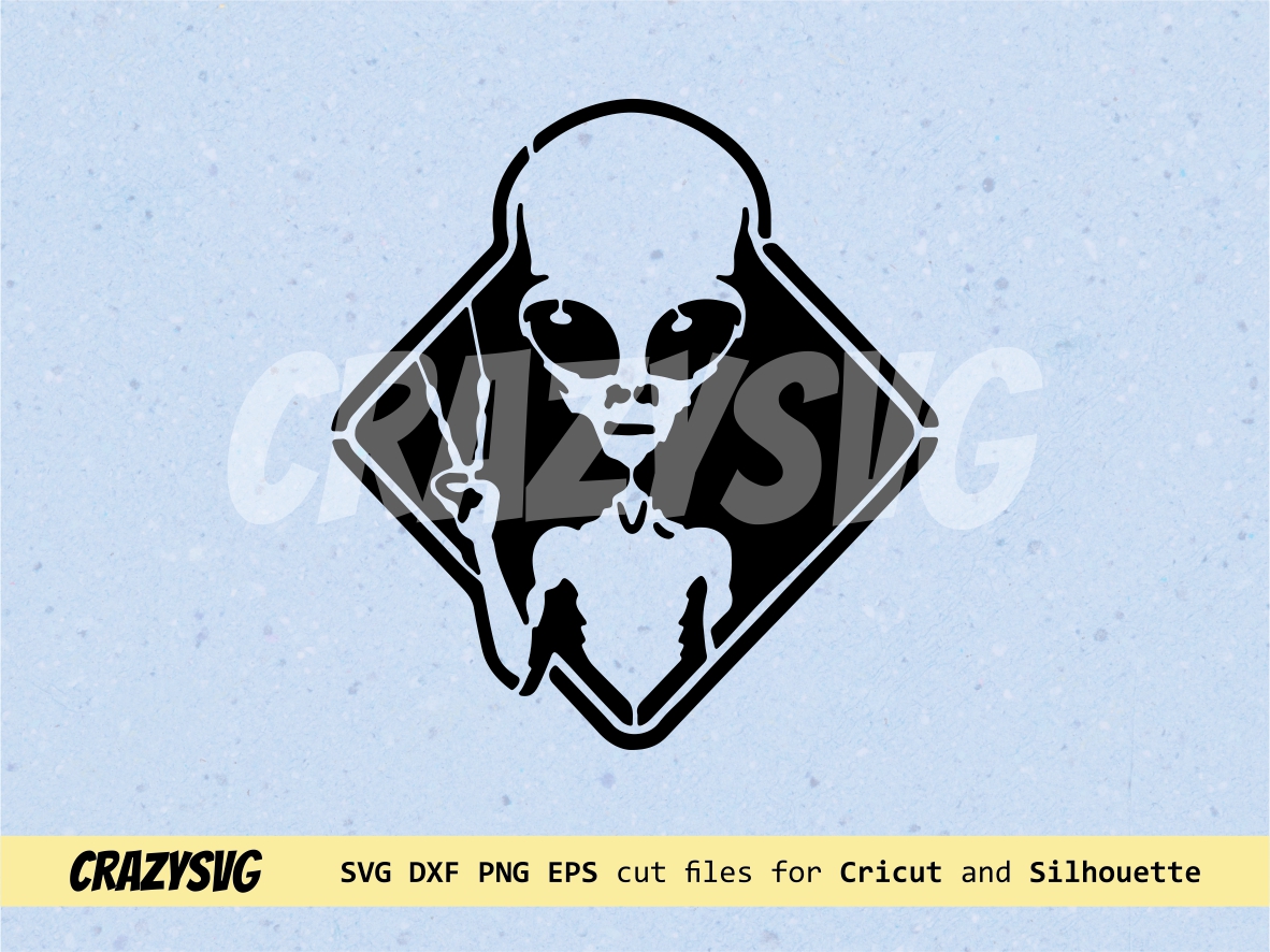 Alien Sign SVG, Alien With Peace Hand Clipart Vector | Vectorency