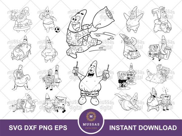Patrick Star SVG Bundle, SpongeBob Patrick Clipart | Vectorency