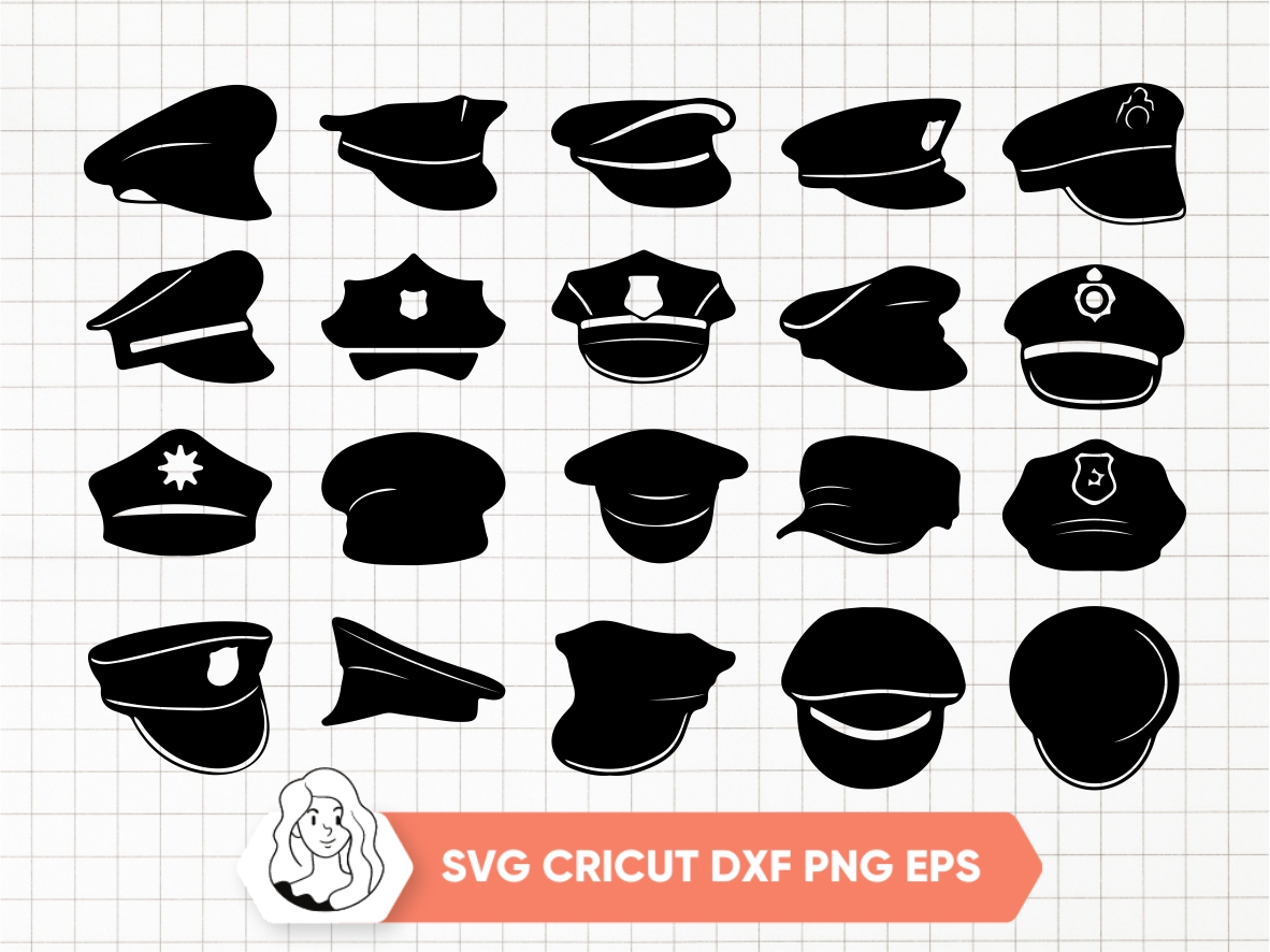 Police Cap SVG Clipart Bundle Set | Vectorency